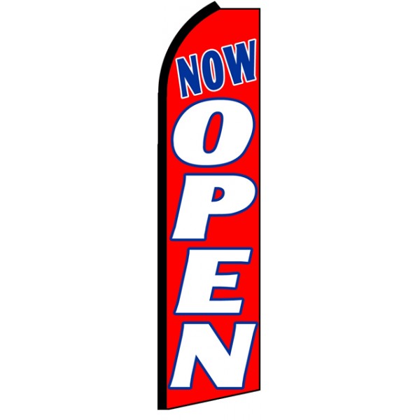 Now Open - Red Advertising Feather Flag Banner